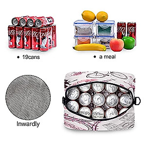 TropicalLife Lunch Bag Insulated Eiffel Tower Paris Bicycle Large Lunch Box Meal Prep Women, Pink Butterfly Reusable Lunch Cooler Tote Bag with Adjustable Shoulder Strap for Men Adult Work Kids Girls