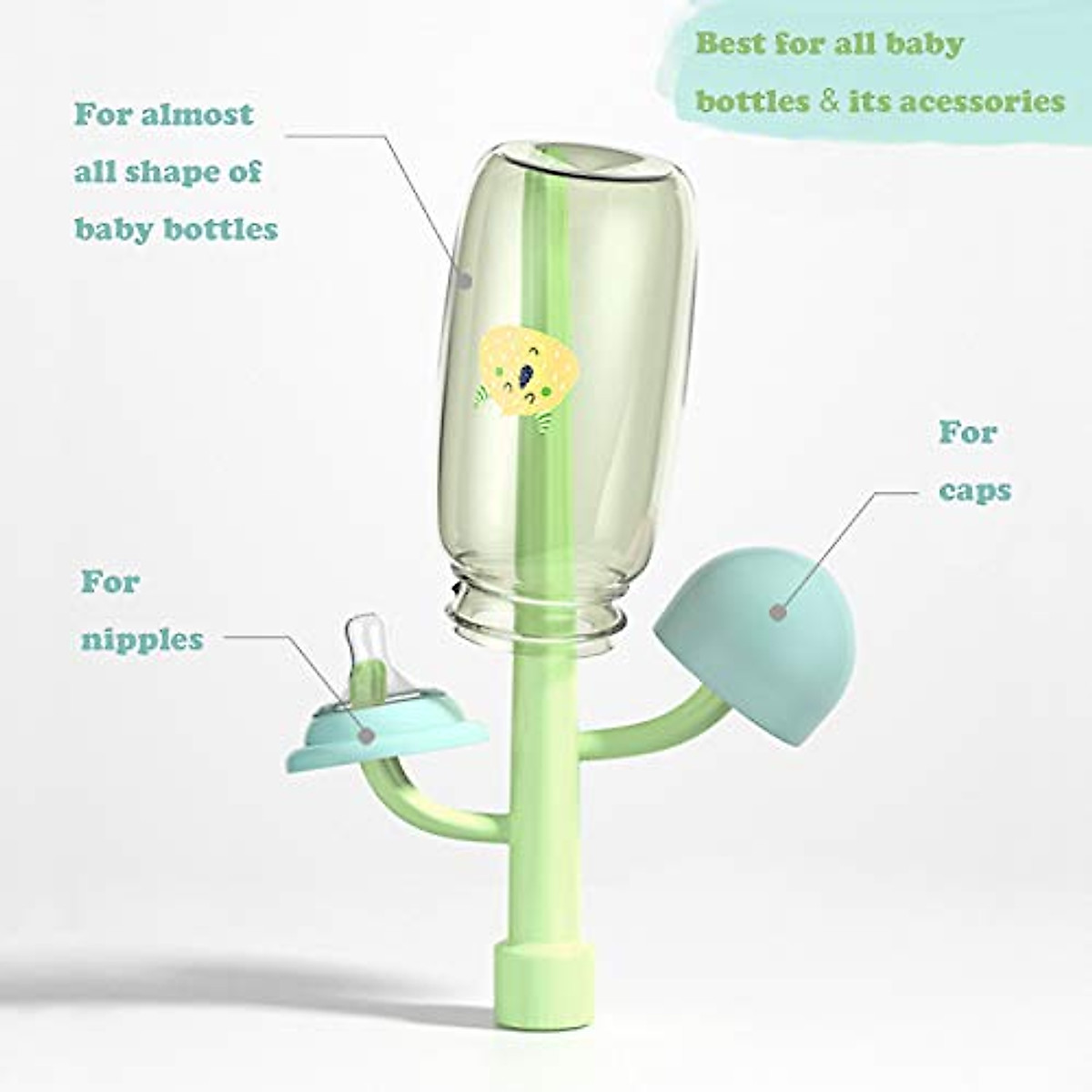 Happiddler Baby Bottle Drying Rack, Large Capacity Bottle Dyer Holder for Baby Bottles Nipples Cups Pump Parts and Accessories (Green)