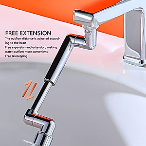 Faucet Extender, Large Angle Rotating Splash Filter Faucet ABS Telescopic Swivel Faucet Tap Extension for Kitchen Wash Basin