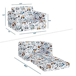 Ulax furniture Kids Sofa Couch, Children Flip-Out Chair 2-in-1 Toddler Chairs Convertible Sofa to Lounger, Children Furniture for Playroom