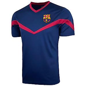 Icon Sports Youth Barcelona Training Jersey, Licensed Barcelona Soccer Shirt for Boys (XXX-Small (Youth Medium 7-9 Years)) Blue