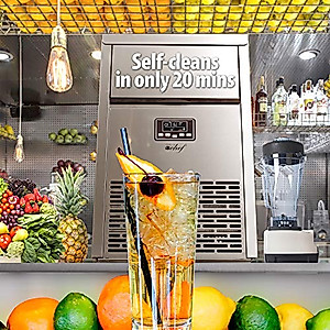 Deco Chef Commercial Ice Maker 99lb Every 24 Hours 33lb Storage Capacity Stainless Steel Great for Hotels, Restaurants, Bars, Homes, Offices Includes Connection Hoses and Ice Scoop