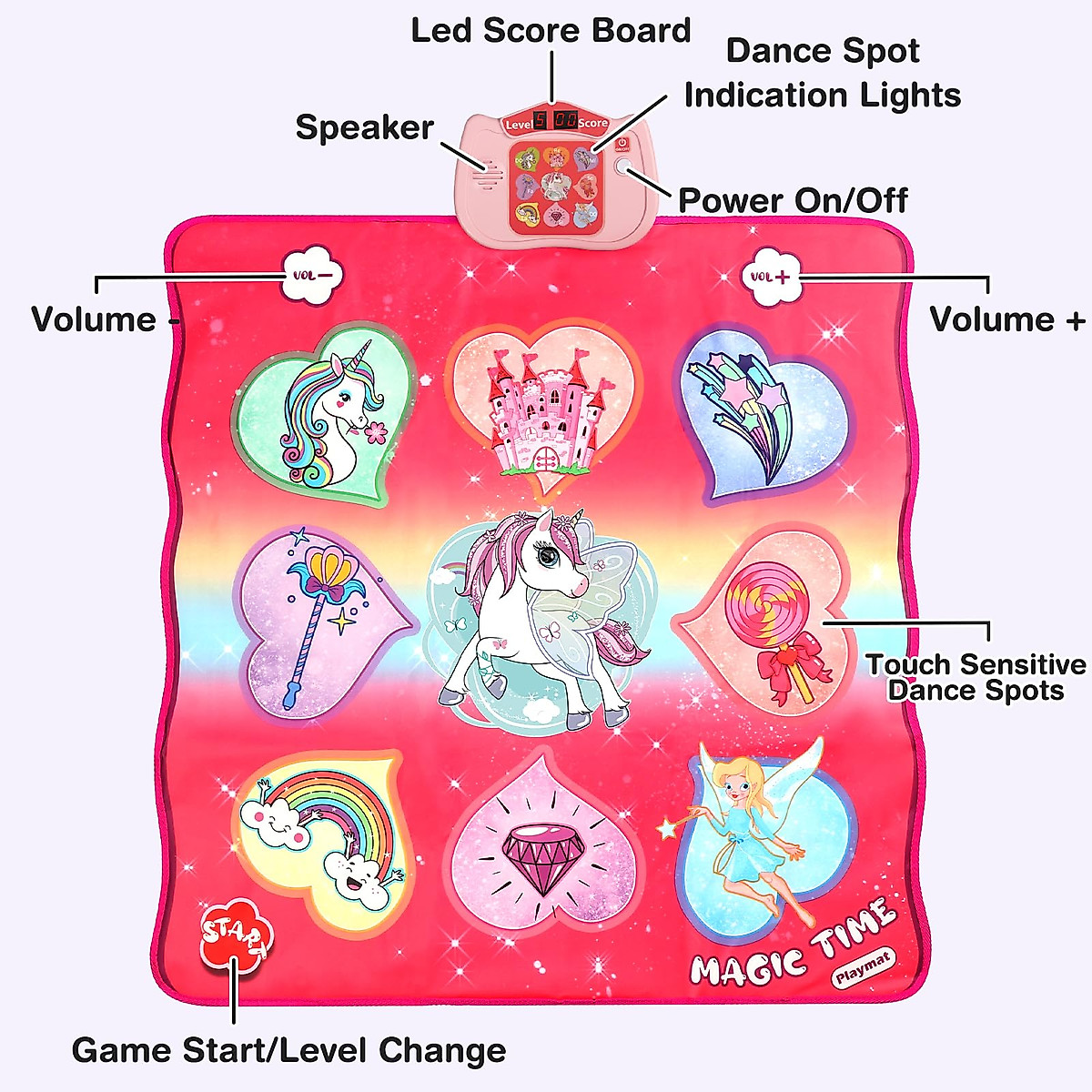 Beginreally Dance Mat for Girls, Electronic Music Dance Pad with Adjustable Volume, Dancing Games with LED Score Screen, 5 Game Modes, Christmas Birthday Gifts Toys for Age 3 4 5 6 7+ Year Old Girls