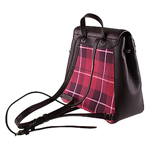 Kate Spade Leila Red Plaid Medium Flap Leather Backpack, Bright Rose Multi