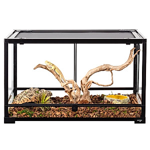 WACOOL Tempered Glass 40 Gallon Reptile Tank, Front Opening Reptile Terrarium 30" x 18" x 18" for Reptile Pets Bearded Dragon Gecko Lizard, Top Screen Ventilation & Anti Escape Lid