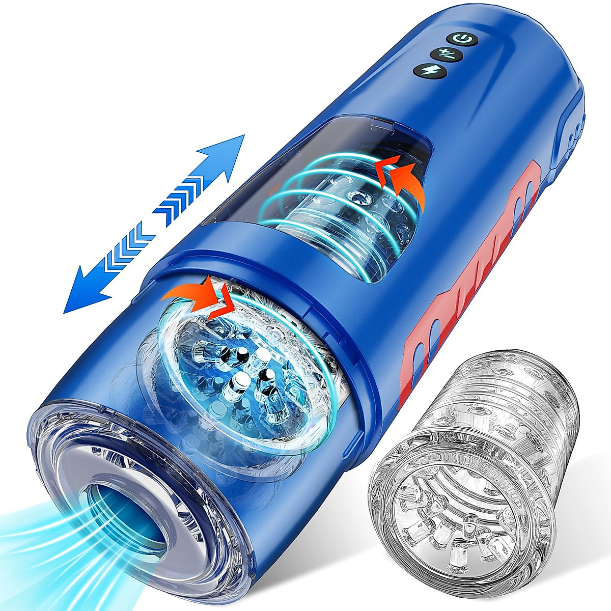 Automatic Male Masturbators -7 Thrusting & Rotating Modes Super Quiet with 3D Sleeve Adult Male Sex Toys for Men (Blue)