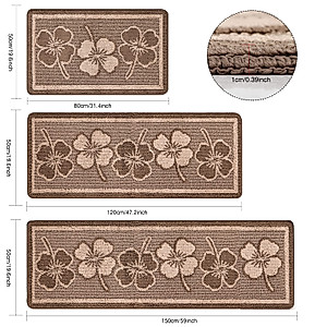 Kitchen Rugs Sets 3 PCS Non Slip Kitchen mats for Floor,Washable Kitchen Runner Rug,Super Absorbent Kitchen mats for Kitchen,Bathroom,Floor,Office,Sink(Brown,19.7"x47.2"+19.7"x31.5"+19.7" x 59")