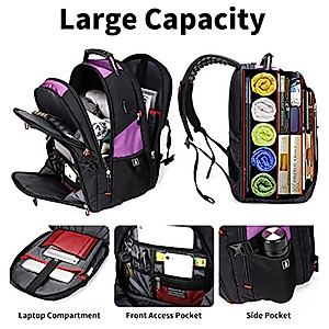 SHRRADOO Extra Large 52L Travel Laptop Backpack with USB Charging Port, College Backpack Airline Approved Business Work Bag Fit 17 Inch Laptops for Men Women,Purple