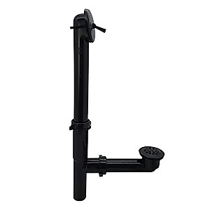 Westbrass 592144-62 Black 1-1/2" Tubular Trip Lever Bath Waste Drain Kit, Matte Black
