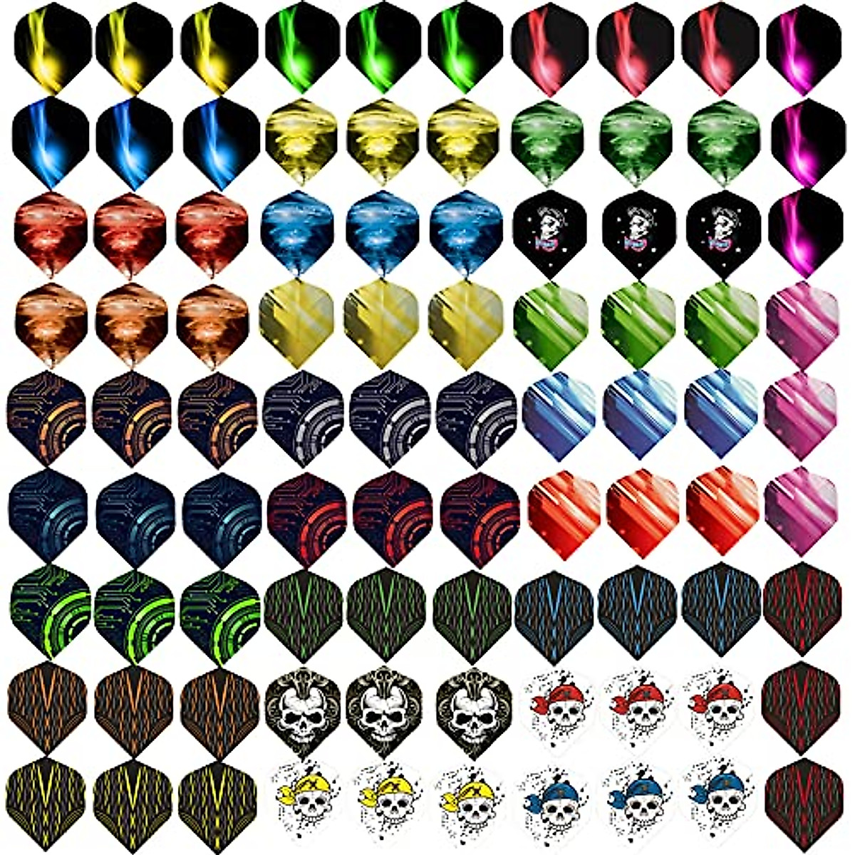 WLHGH Dart Flights, 6 Styles, 30 Sets, 90 Pieces, PET Standard Accessories for Darts, Perfect Equipment for Soft/Steel Tip Darts Games (6 Styles, 30 Sets, 90 Pieces)