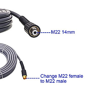 RIDGE WASHER Pressure Washer Hose 50 FT, 1/4 Inch Pressure Washer Hose for Most Brands, with M22 14mm Fitting, 3600 PSI