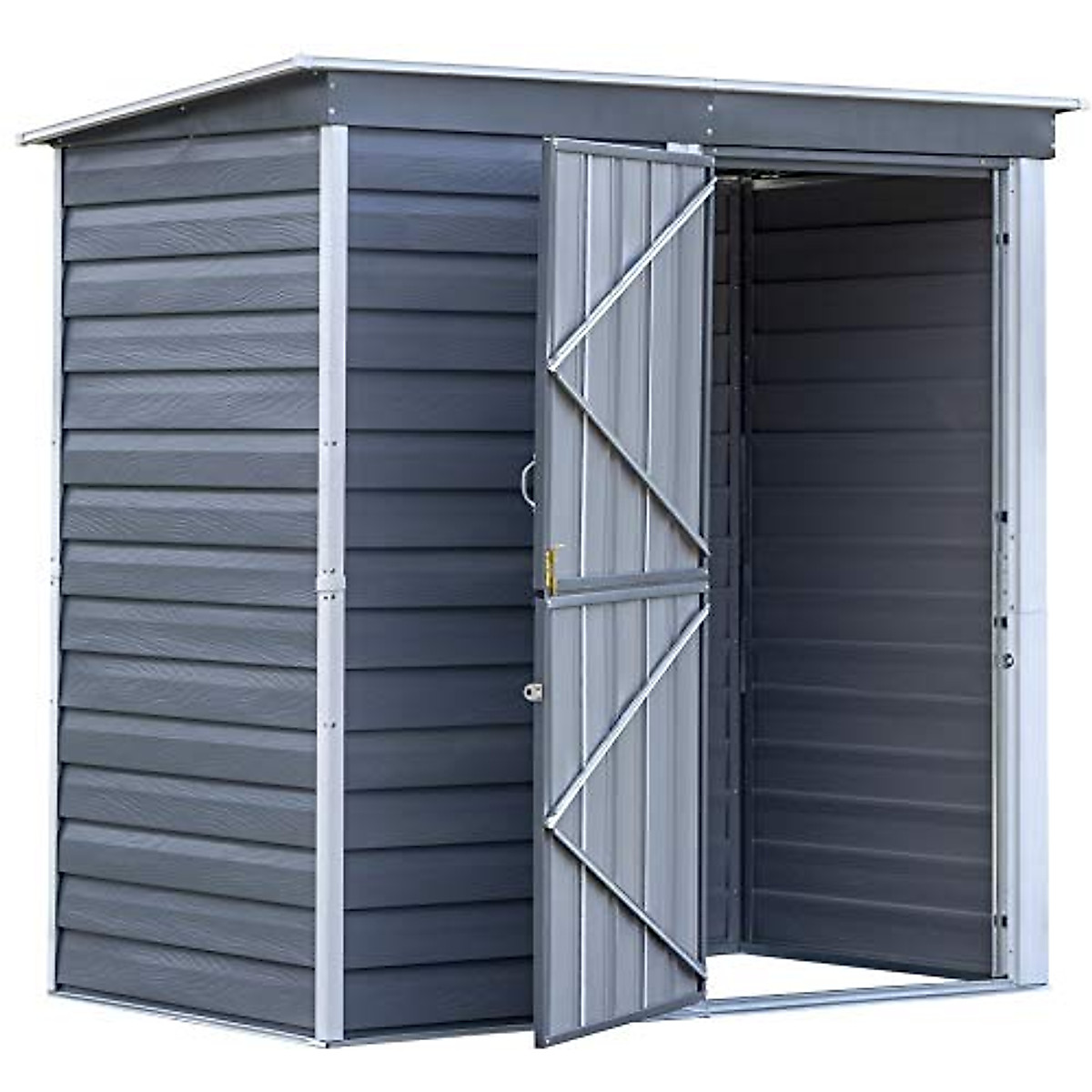 Arrow Shed SBS64 Shed-in-a-Box Compact Galvanized Steel Storage Shed with Pent Roof, 6'x4', Charcoal