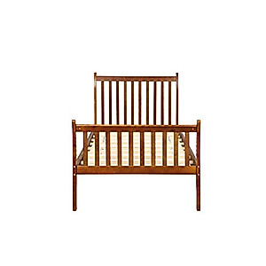 Twin Platform Bed,Solid Wood Bed Frame with Headboard and Footboard for Kids, Young Teens and Adults.No Box Spring Needed (Walnut)