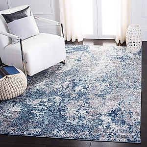 SAFAVIEH Aston Collection Area Rug - 6' x 9', Navy & Grey, Modern Abstract Design, Non-Shedding & Easy Care, Ideal for High Traffic Areas in Living Room, Bedroom (ASN710N)