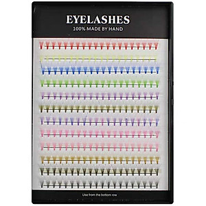 12Rows 240Pcs 10D Colorful Individual Premade Fans False Eyelashes Mixed 12 Colors Volume Eye Lashes Extensions Makeup Cluster Eyelashes 8/10/12/13/14/15/16mm Available(12MM)