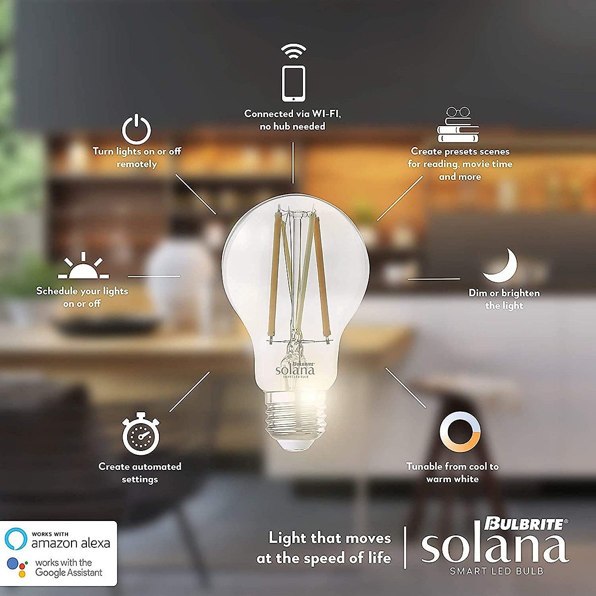 Bulbrite Solana 2-Pack G25 WiFi Connected Edison Filament LED Smart Light Bulb, Clear