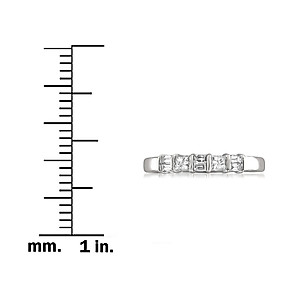 Beyond Brilliance 3/8 Carat Diamond, Channel-Set 14K White Gold Baguette & Princess Cut Diamond Bridal Wedding Band Ring (I-J, I1-I2) Size-5.5