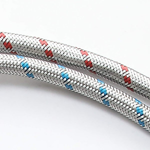 BWE 24" Length Faucet Connector, Braided Stainless Steel - 3/8" Female Compression Thread x 1/2" I.P. Female Straight Thread, x 2 Pcs (1 Pair)