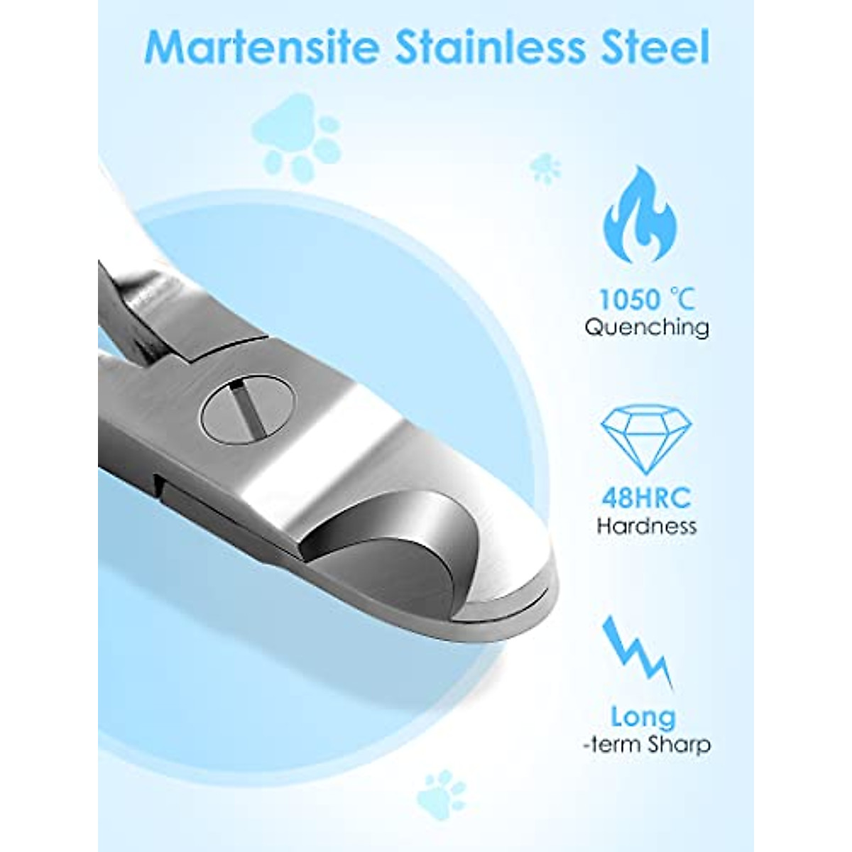 Gobeigo Dog Nail Clippers with Nail File, Professional Heavy Duty Dog Nail Trimmer, Full Martensite Steel Razor Sharp Blade Best for Large Dogs/Thick Toenail Pets/Old Cat, Ergonomic Non-Slip Handles