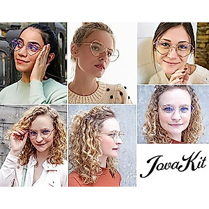 JOVAKIT Heart Shaped Blue Light Blocking Glasses for Women Fashion Vintage Lovely Style Metal Frame Eyeglasses (Silver)
