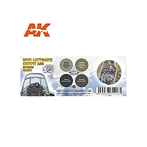 AK Acrylics 3Gen Aircraft Set AK11722 WWII Luftwaffe Cockpit & Interior Colors Set 3G (4x17ml)