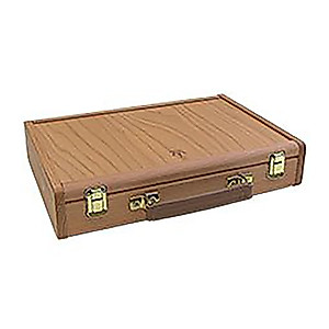 Creative Mark Capri Deluxe Wood Artist Paint Box - Storage for Art Supplies, Paints, Mediums, Brushes, Compartment Storage, Lightweight, Travel - [Oil-Stained - Natural Finish]