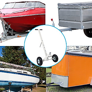 Trailer Dollies, Adjustable Trailer Dolly Steel Trailer Mover Boat Trailer Dolly with 1-7/8 Inch Balls 44" Extra-Long Handle 600 Lbs Capacity with Pneumatic Tires & Mounting for Moving RV Trailer