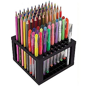 Foraineam 4-Pack 96 Holes Pencil & Brush Holder - Plastic Desk Organizer Stand Holder for Pencils, Pens, Paint Brushes, Modeling Tools, Office & Art Supplies