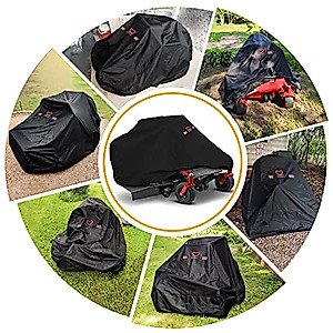 Zero-Turn Lawn Mower Cover, Riding Lawn Mower Covers Waterproof Heavy Duty 600D Oxford Zero-Turn Cover for Cub Cadet Bad Boy Toro John Deere Craftsman Gravely Universal Tractor Cover Up to 60" Decks