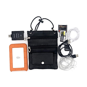 Goson Leather Purse Organizer Shoulder Bag 4 Pocket Micro Handbag Travel Wallet - 2 Pack (Black & Red)