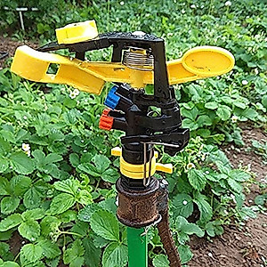 YFQHDD 1 Pc Double Outlet Rocker Nozzle 360 Degrees Rotary Jet Nozzle Agricultural Garden Irrigation Sprinklers with 1/2" Male Thread