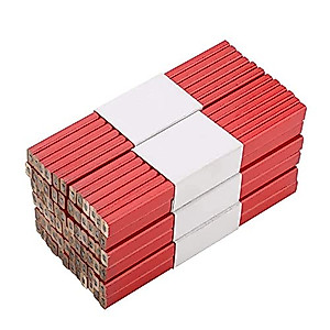 FTVOGUE 72Pcs 175mm Red Carpenter Pencil Octagonal Hard Woodworking Marking Pencils