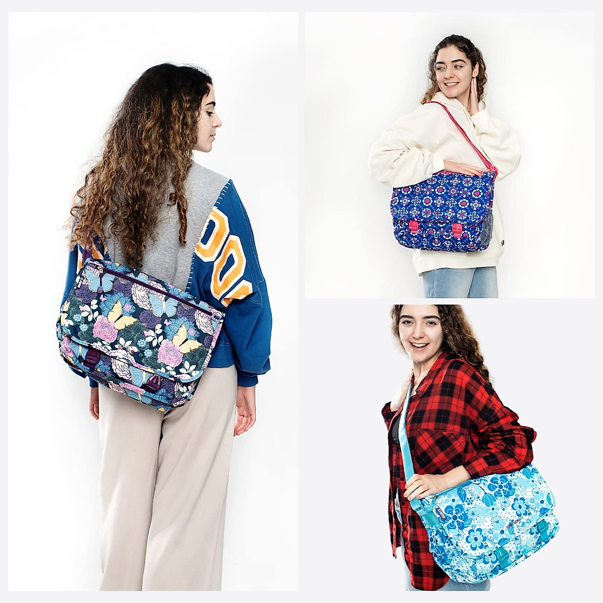 J World New York luggage Terry for Women. Girls School Kids Messenger Bag, Graffiti, One Size US