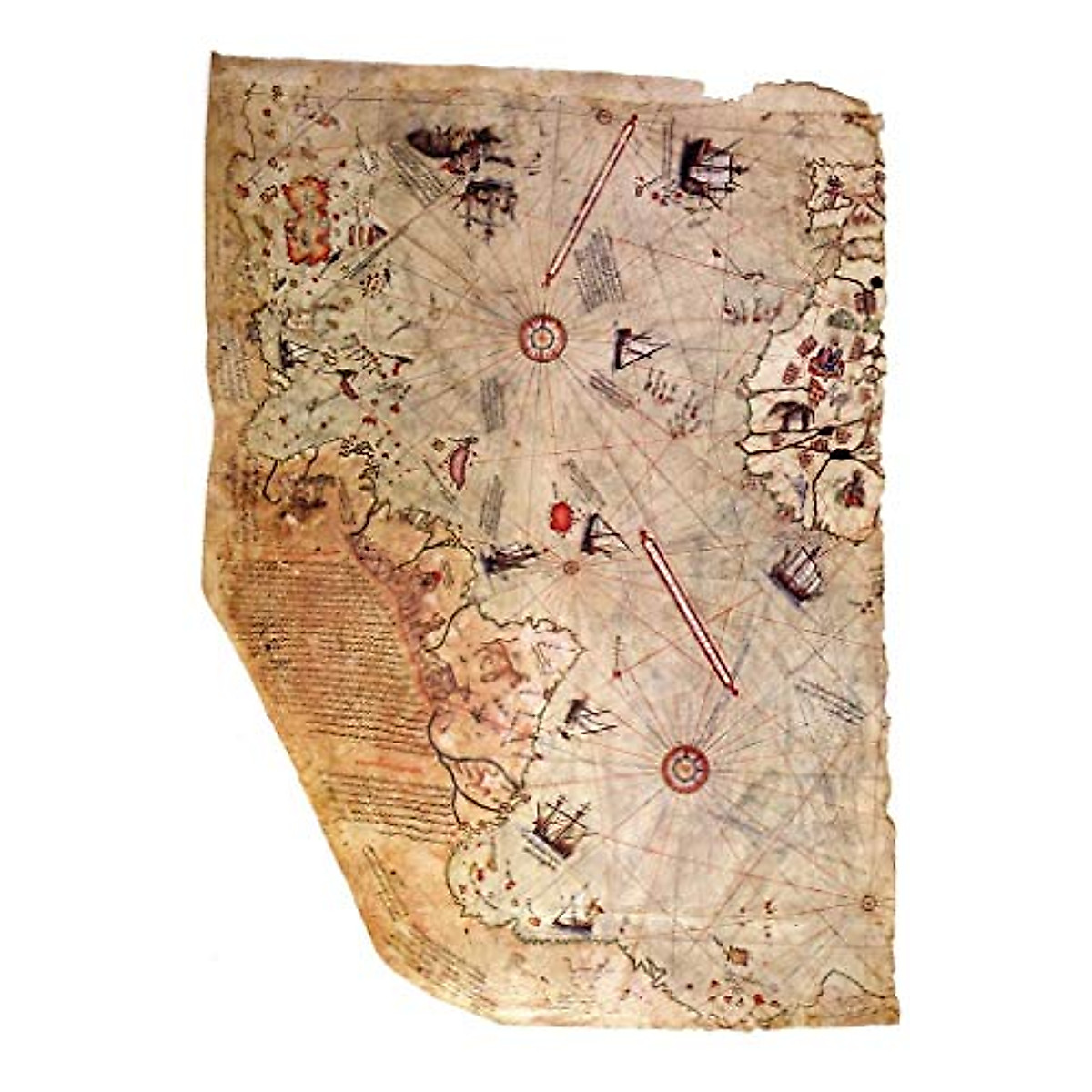 Piri Reis 1513 Historical World Map Travel World Map with Cities in Detail Map Posters for Wall Map Art Wall Decor Geographical Illustration Travel Destinations Cool Wall Decor Art Print Poster 16x24