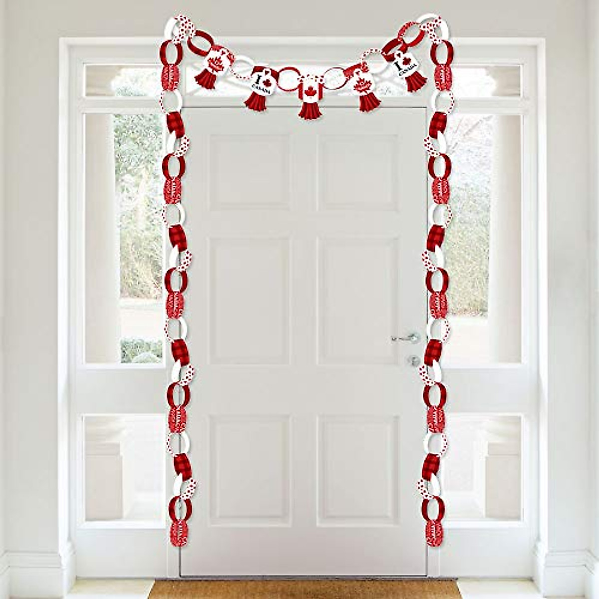 Big Dot of Happiness Canada Day - 90 Chain Links and 30 Paper Tassels Decoration Kit - Canadian Party Paper Chains Garland - 21 feet