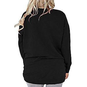ROSRISS Plus Size Sweatshirts for Women 3X Long Sleeve V Neck T Shirts Black 22W