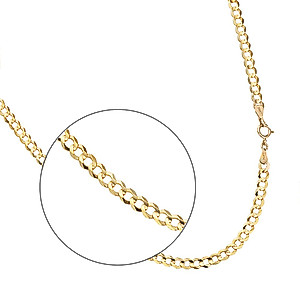 Lovearing 14k Yellow Gold 2.0mm Curb Link Hollow Chain Necklace 18 Inches with Spring Ring Clasps