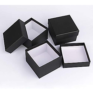 Black Gift Box, Dedoot Pack of 6 Square Watch Gift Box with Lids, 4.13x4.13x2.87 Inch Kraft Paper Watch Box Bridesmaid Proposal Gift Boxes for Tie Jewelry, Small Gifts Box for Presents, Christmas, Wedding Party