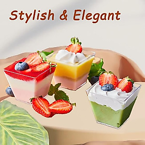 BEGA HOME Dessert Cups - 3oz 50 Cups - Great for Parfaits, Pudding, Yogurt, & Mini Treats - Small Clear Plastic Cups - Yogurt Parfait Cups