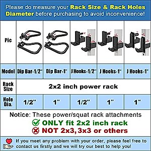 SELEWARE Solid Dip Bar Attachment for 2" x 2" with 1/2" Hole Power Cage Squat Rack, Set of 2 Dip Bar Multi-Grip Handles for Strength Training