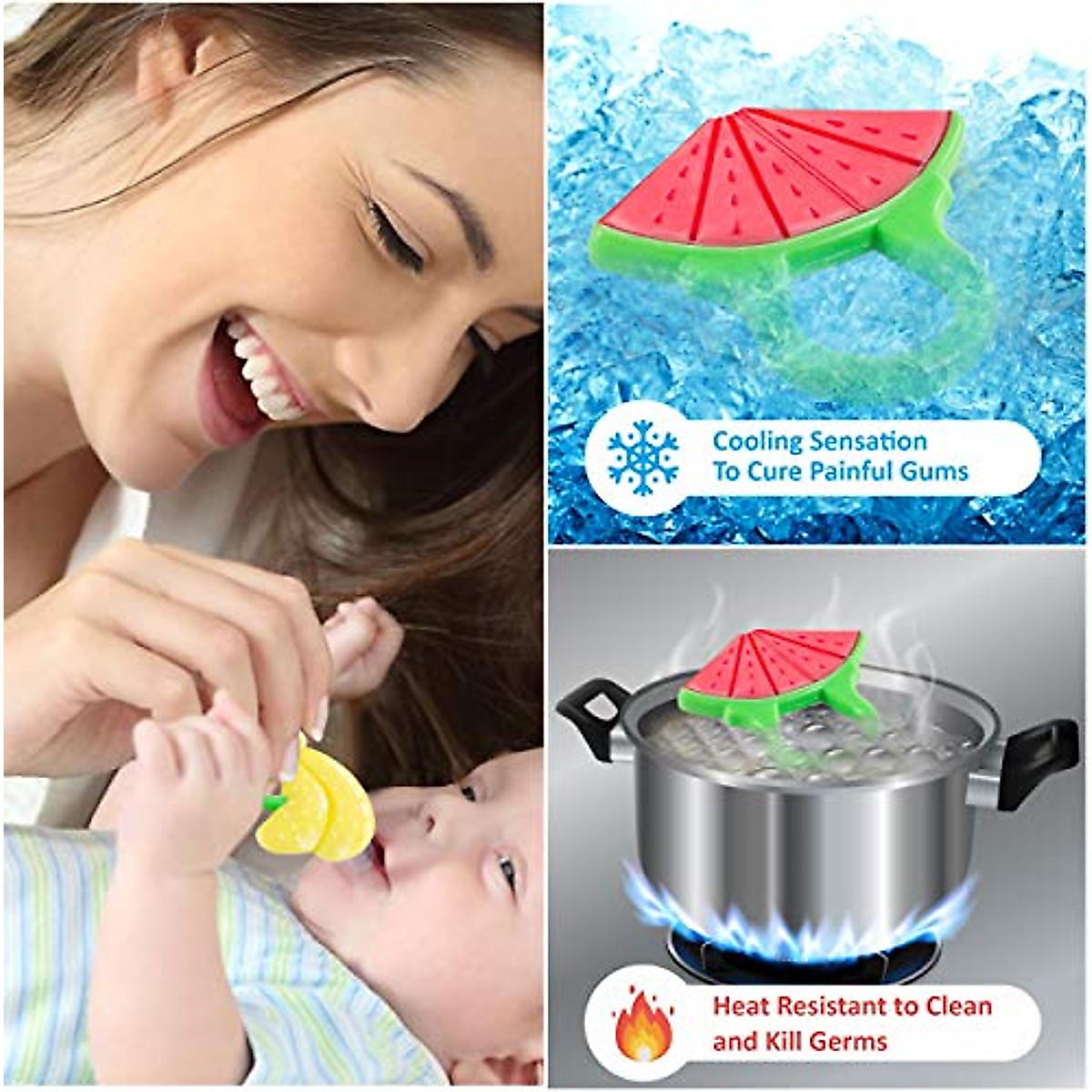 Baby Teething Toys for Newborn (5-Pack) Freezer Safe BPA Free Infant and Toddler Silicone Teethers Soothe Babies Gums, Perfect Baby Gift