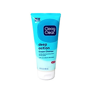 Clean & Clear Deep Action Cream Facial Cleanser for Sensitive Skin, Gentle Daily Face Wash with Oil-Free, 6.5 oz (Pack of 4)