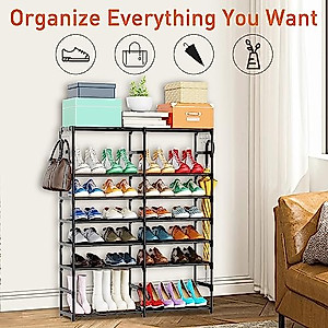 LOEFME 7 Tier Shoe Rack, Metal Shoe Rack Organizer, 24-28 Pairs Tall Shoe Stand, Quick Assembly, Stackable DIY Shoes Rack Space-Saving, Boot Rack Shoe Holder for Entryway, Closet, Garage, Bedroom
