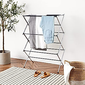 Amazon Basics Foldable Laundry Rack for Air Drying Clothing - 41.8" x 29.5" x 14.5", Chrome
