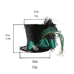 Comott Mini Top Hat Headband Fascinator Ostrich Feather Top Hat for Derby Tea Party