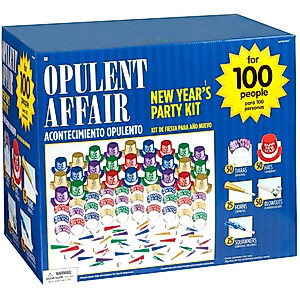 amscan New Year's Eve Party Pack for 100 People-Opulent Affair Kit-Jeweltone