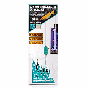 TERAPUMP Nano Aquarium Gravel/Sand Cleaner (BPA-Free/Safe for Small Aquarium Life) for Aquarums Under 10 Gallons