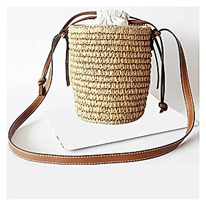 Tuoig Round Straw Tote Round Barrel Straw Woven Crossbody Bag Handbags Women Bags Beach Bag for Women (Color