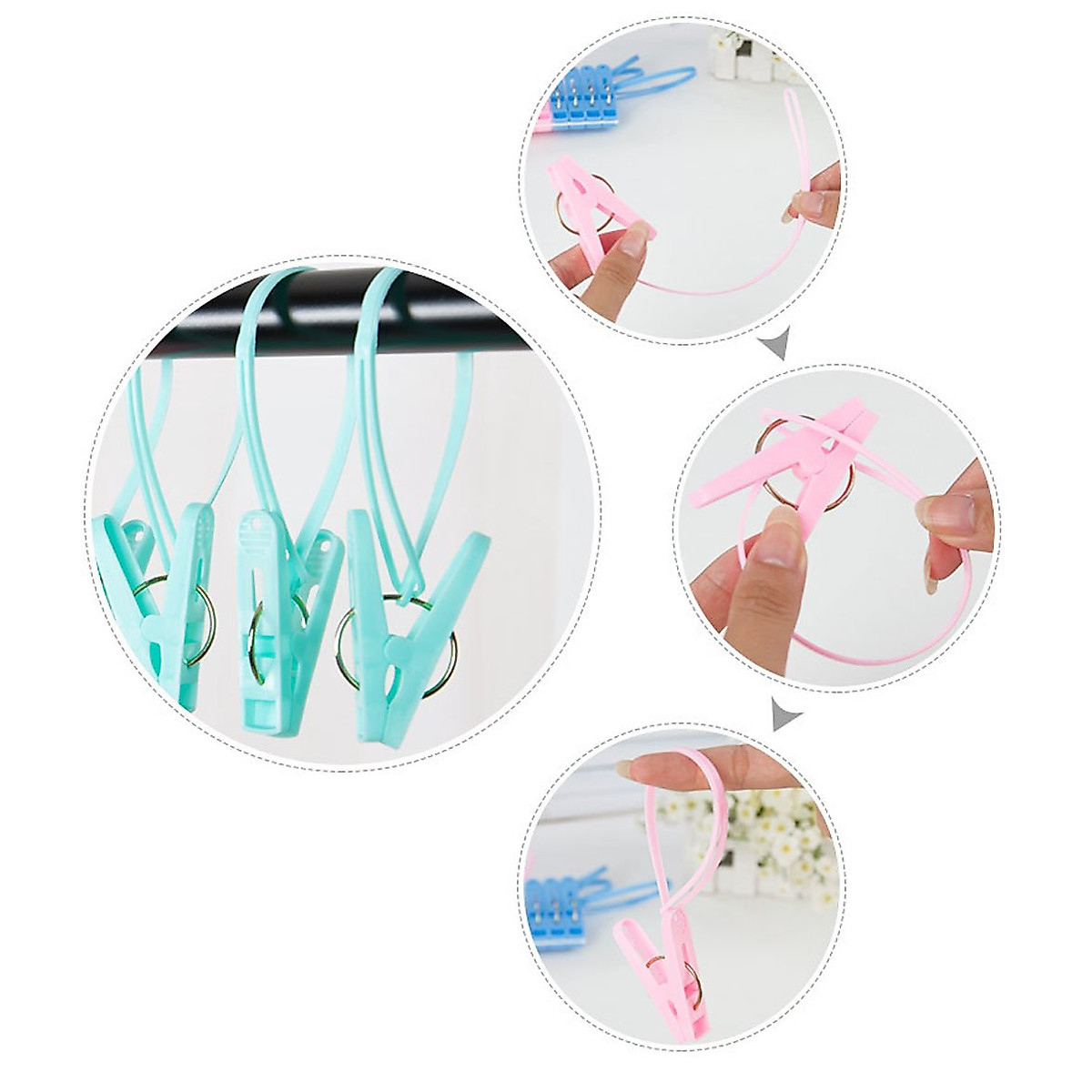 yueton Pack of 12 Clothes Peg Clip Pins Rope Hanging Clothesline Windproof Hanger (Multicolor)