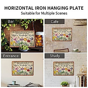 ZZZRSYR Funny Novelty Metal Sign- What A Wonderful World Flowers - Retro Wall Decor Gift for Man Cave Home Gate Garden Bars Cafes Office Store Club 8 X 12 INCH